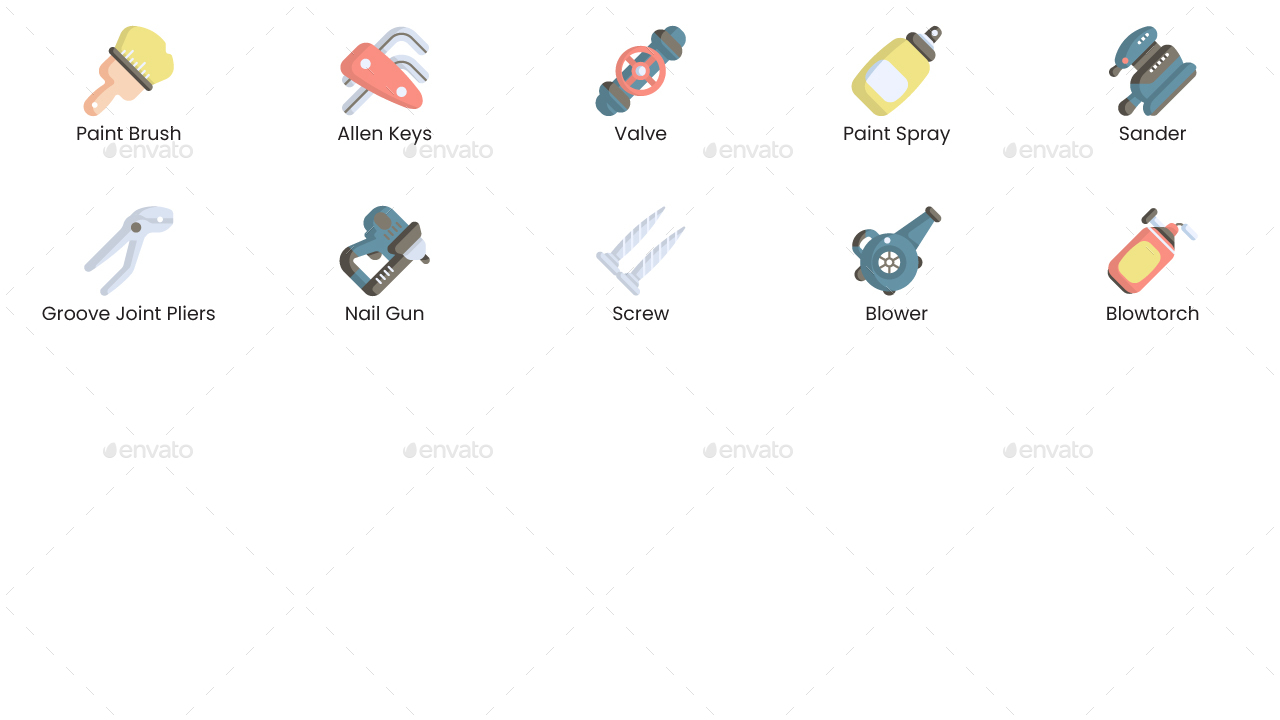 Construction Tools Flat Icons, Icons | GraphicRiver